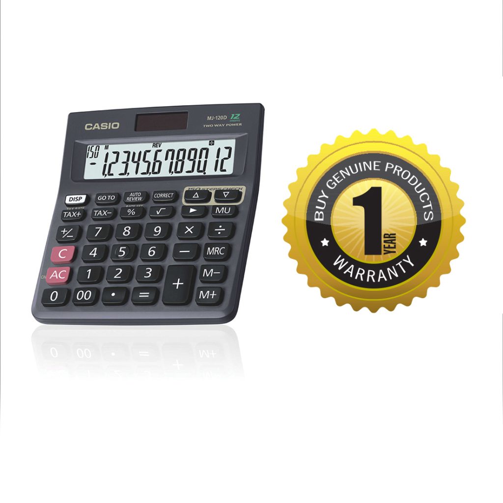 Casio MJ-120D Solar and Battery Powered Basic Calculator – Black ...